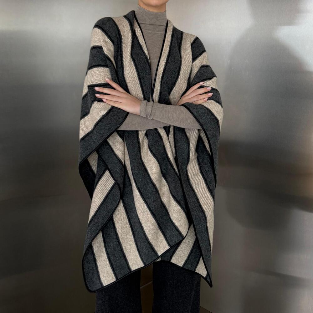 Striped Woolen Cape – Noma Dress Bar